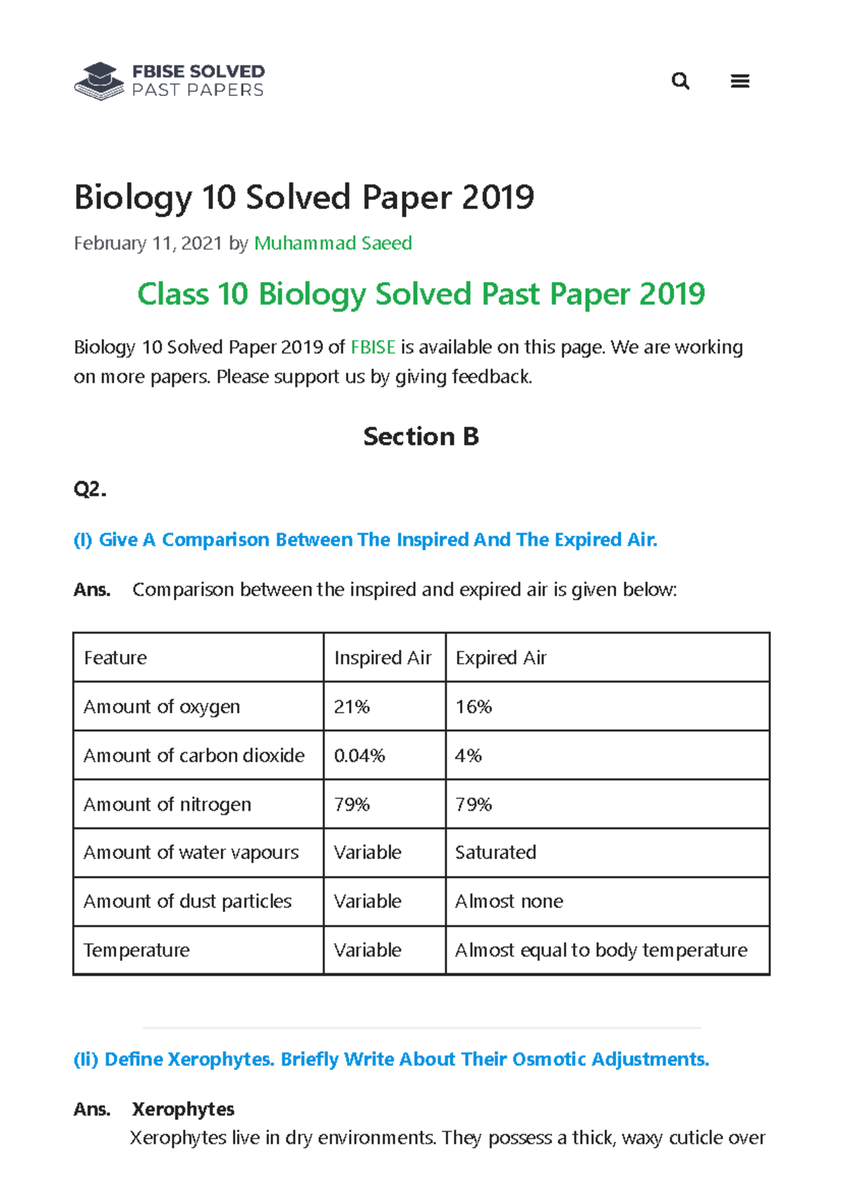 Biology 10 Solved Paper 2019 - Fbise Solved Past Papers - Biology 10 ...