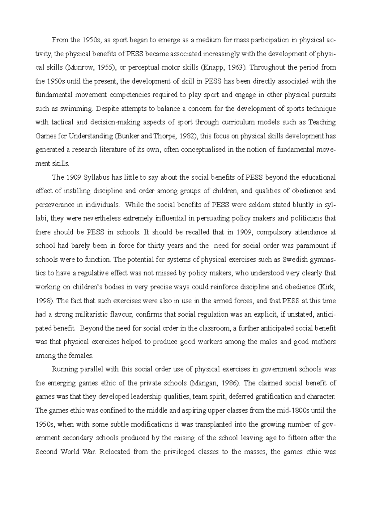 Physical education-3 - From the 1950s, as sport began to emerge as a ...