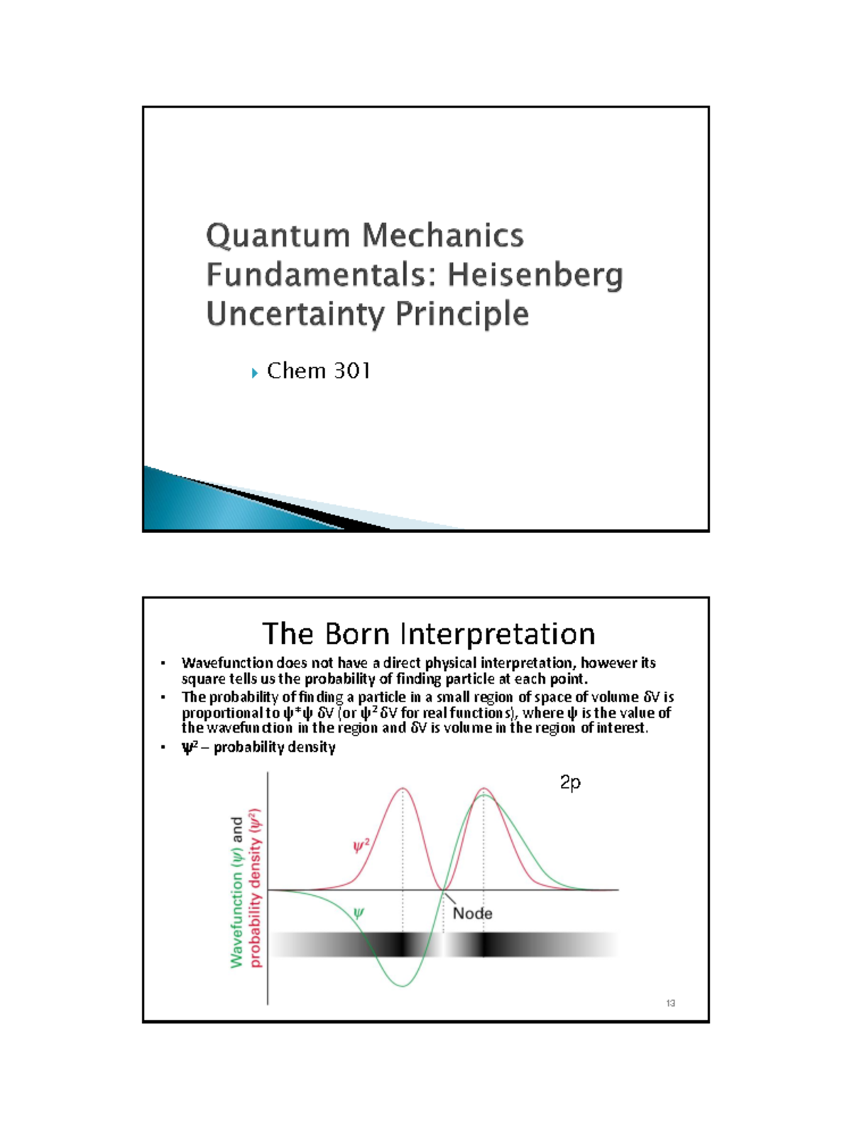 L2b QM and Schrodinger - Lecture notes 2b - ####### Chem 301 The Born ...