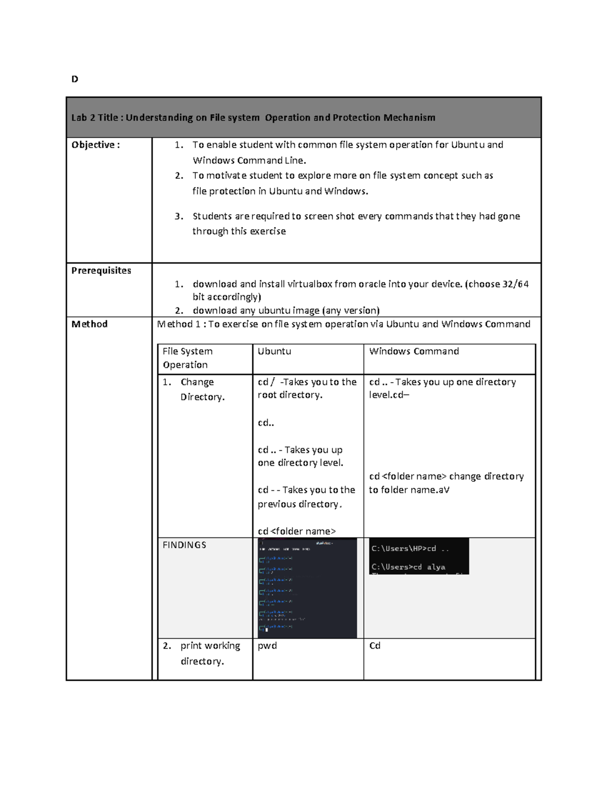 LAB TEST 2 CSC207 - D Lab 2 Title : Understanding on File system ...