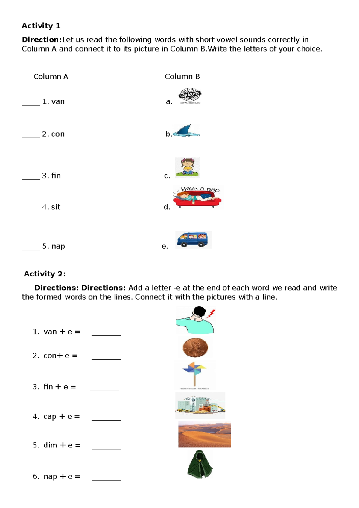 Activity 1 Catch -up Grade 4 - Activity 1 Direction:Let us read the ...