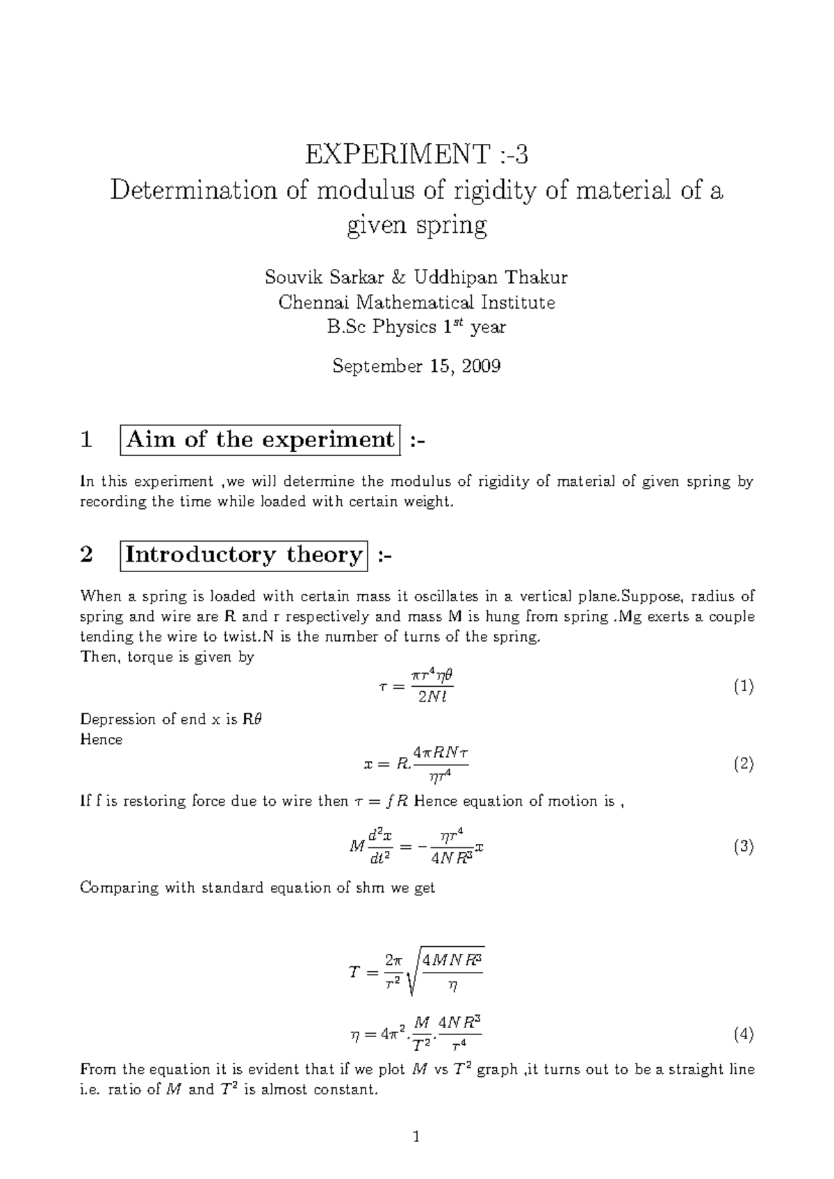 Experiment 3 Determination of modulus of - EXPERIMENT :- Determination ...
