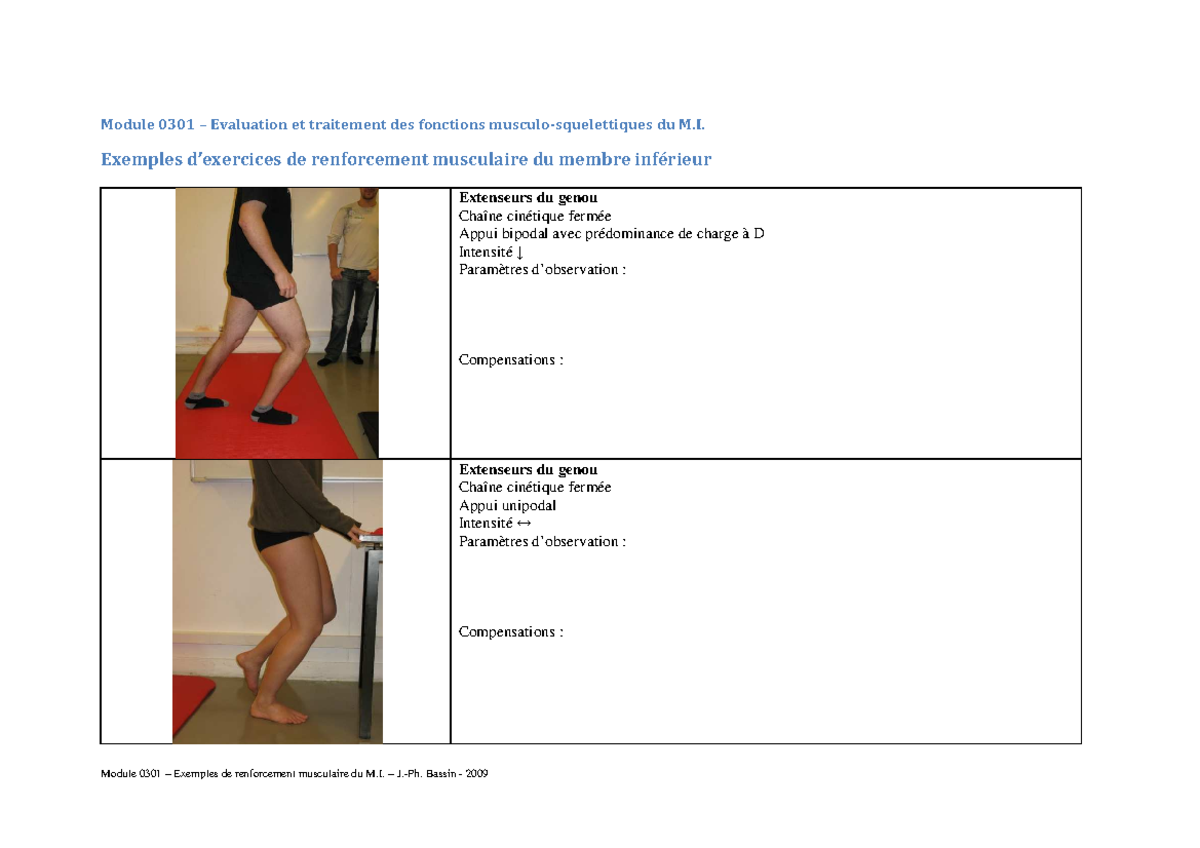 0301 Exercices de renforcement MI-Photos - Module 0301 – Evaluation et ...