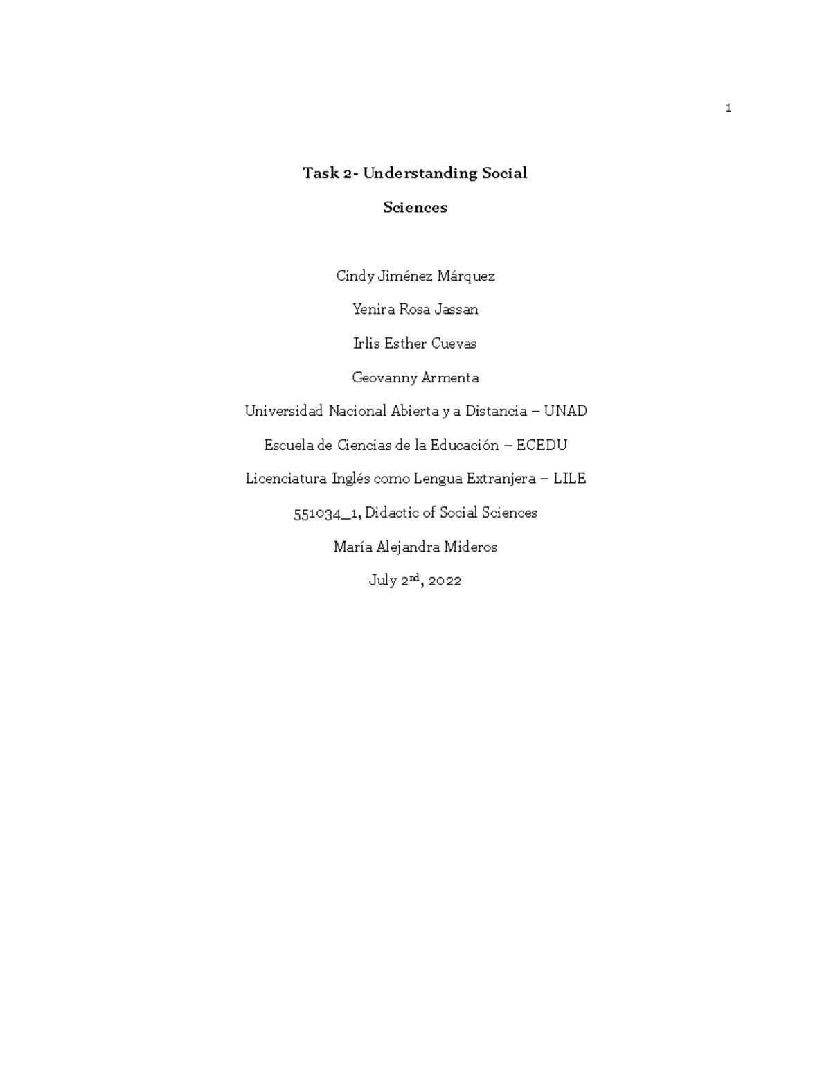 TASK 2 - Understanding Social - Task 2- Understanding Social Sciences Cindy JimÈnez M·rquez ...