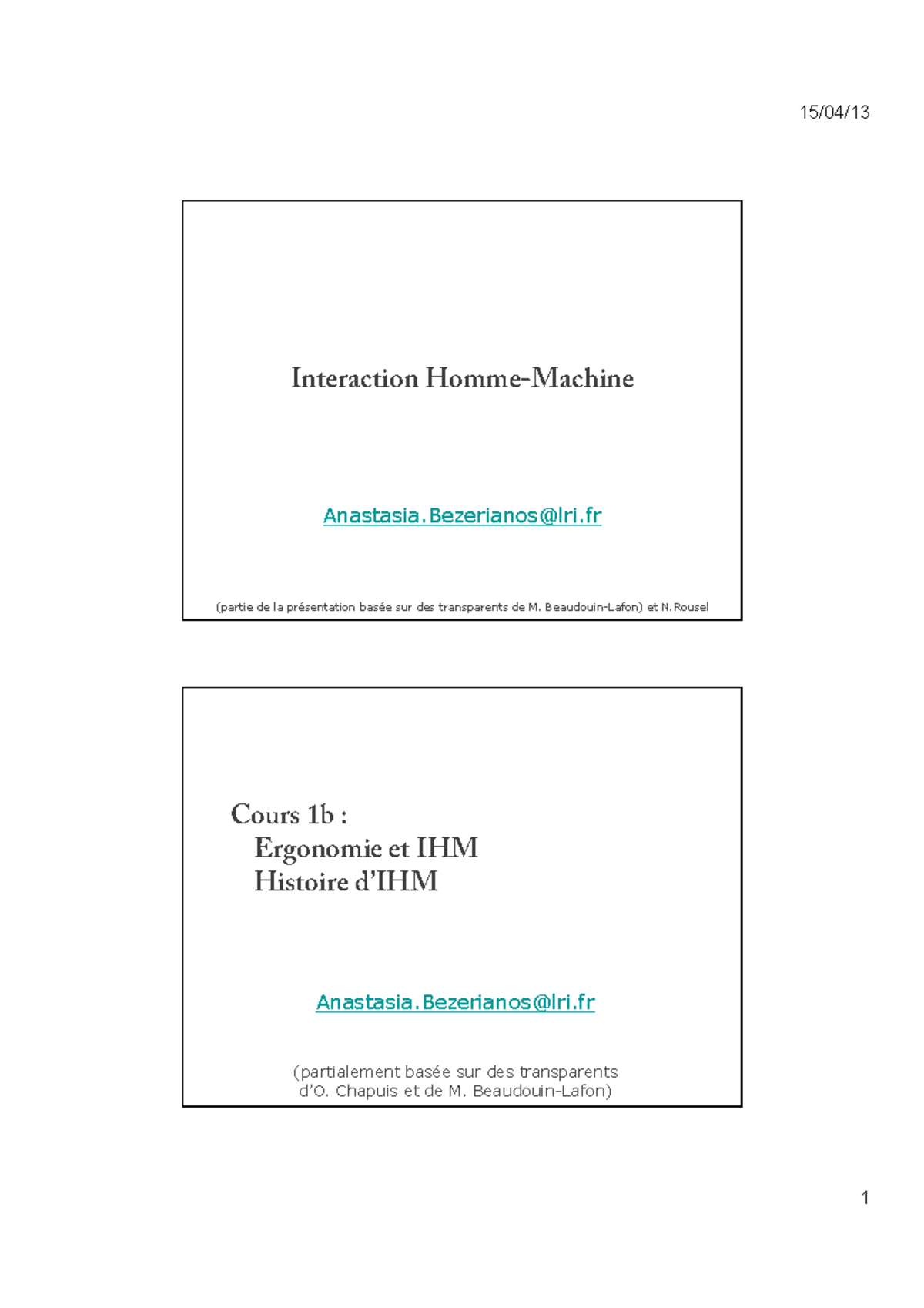 Cours Interface Homme Machine IHM - Interaction Homme-Machine Anastasia ...