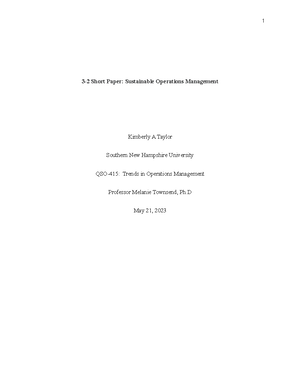TOM-SCMShort Paper 6-2 - 6-2 Short Paper: Supply Chain Management QSO ...