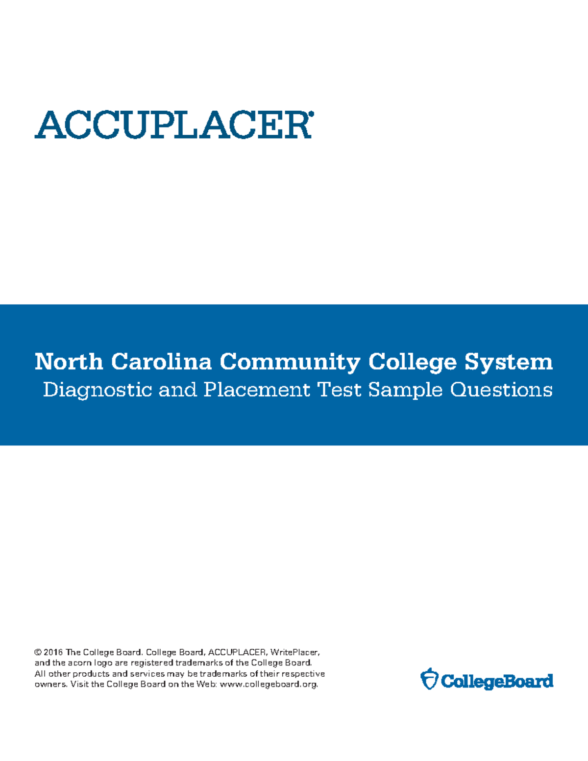 Nc sample questions v2 - Honors Calculus - North Carolina Community ...