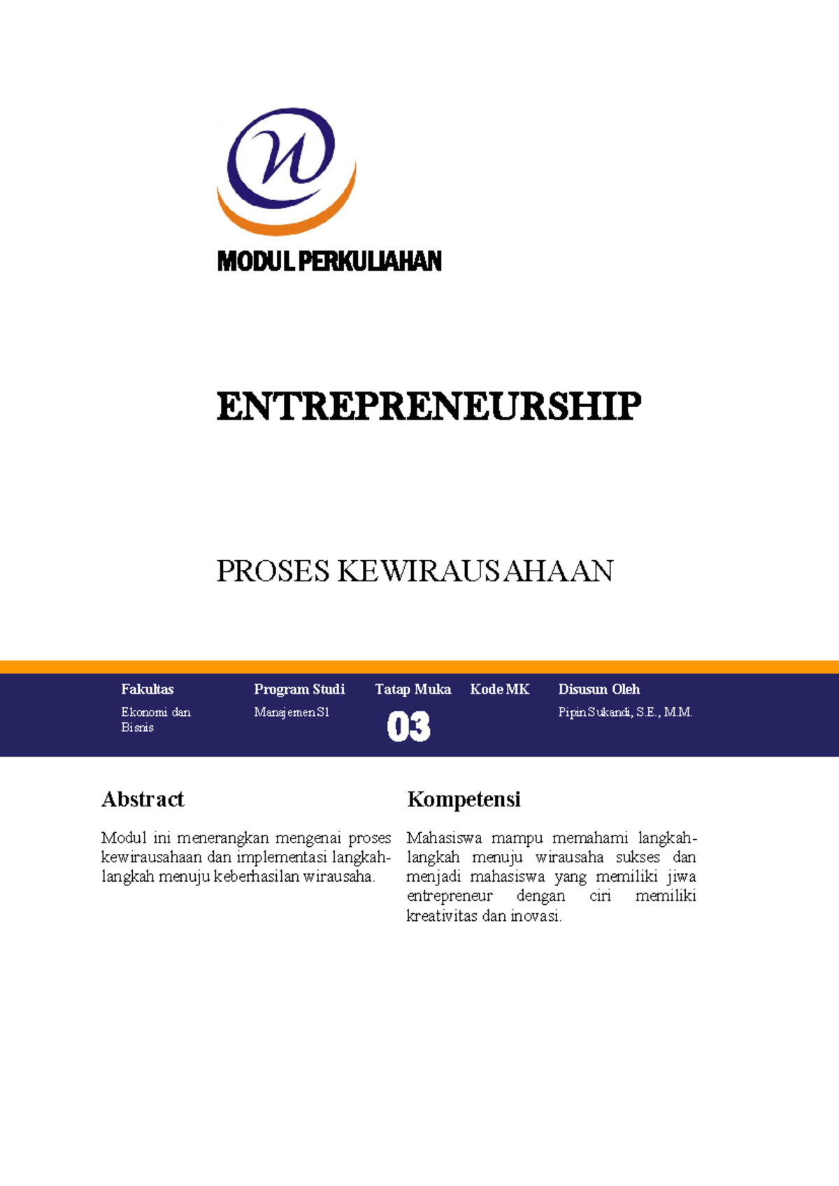 3. Proses Kewirausahaan - MODUL PERKULIAHAN ENTREPRENEURSHIP PROSES ...