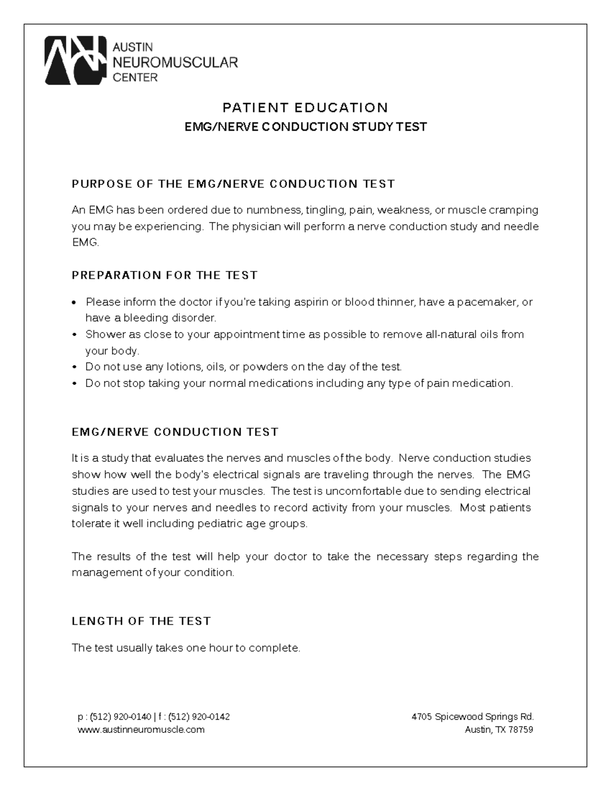 Patient-Education-Nerve Conduction Study - p : (512) 920-0140 | f ...