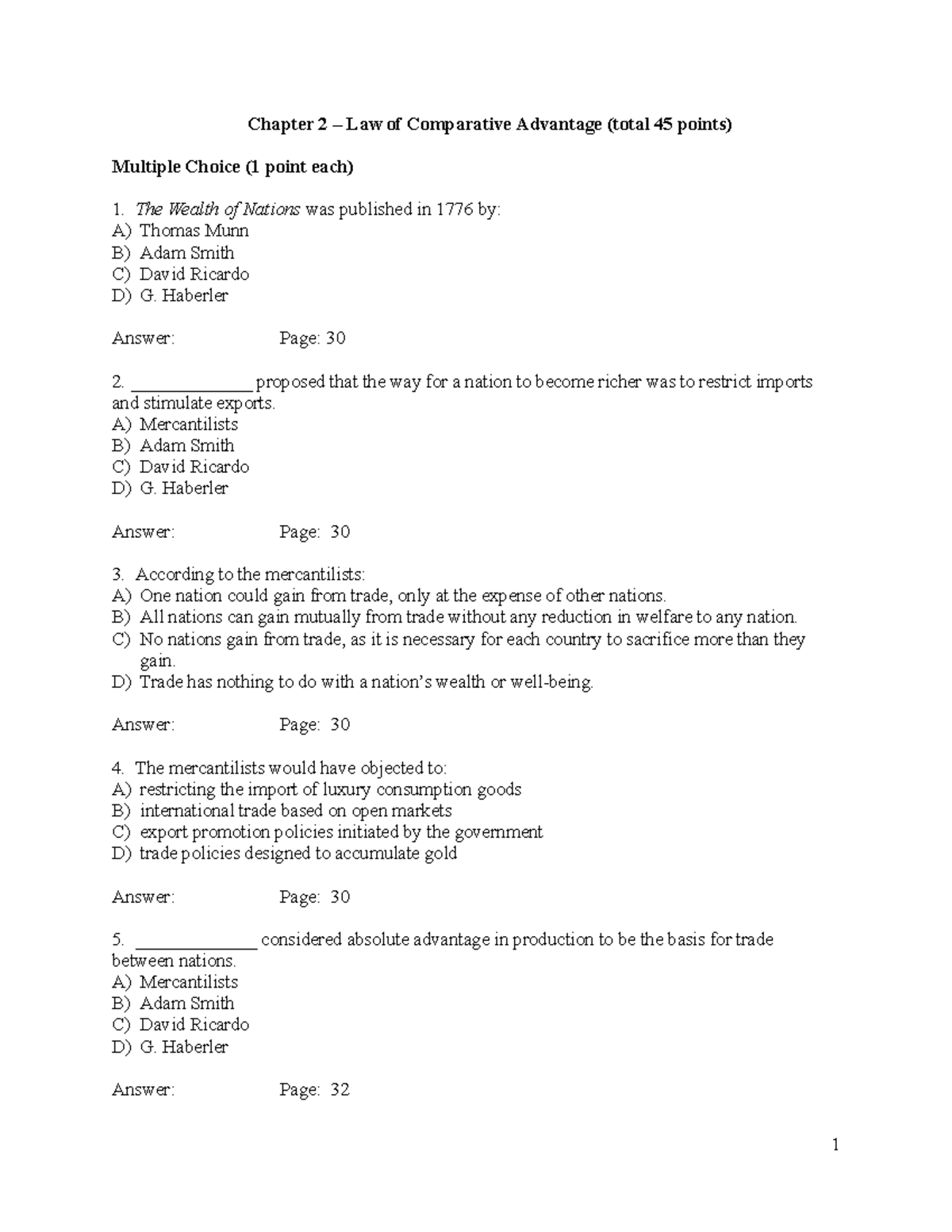 HW ch02 - Siyan Wang - Chapter 2 – Law of Comparative Advantage (total 45 points) Multiple ...