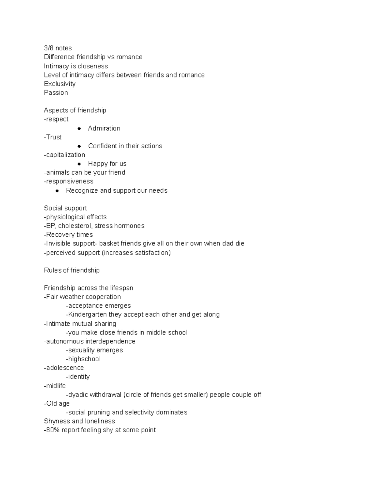 Intimate relationship notes - 3/8 notes Difference friendship vs ...