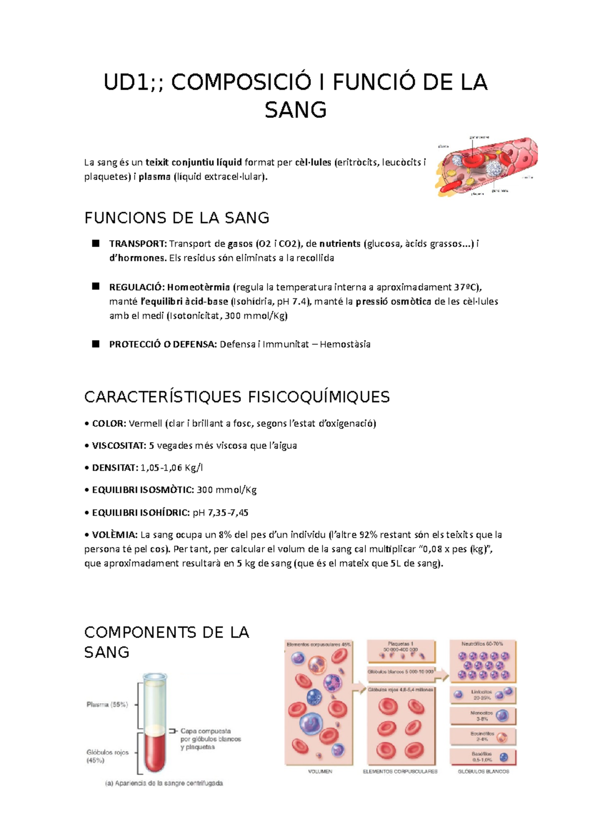 UD1 + UD2 - Apunts dels dos primers temes de fisiologia I (Diagnòstic per la Imatge i Funció ...