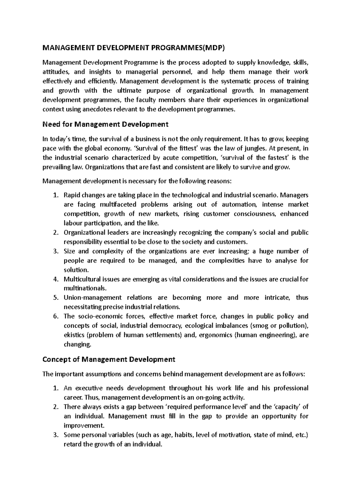 Management Development Programmes - MANAGEMENT DEVELOPMENT PROGRAMMES ...