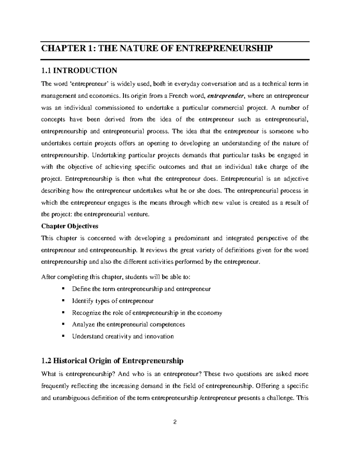 Entrepreneurship-Course 2024 - CHAPTER 1: THE NATURE OF ...