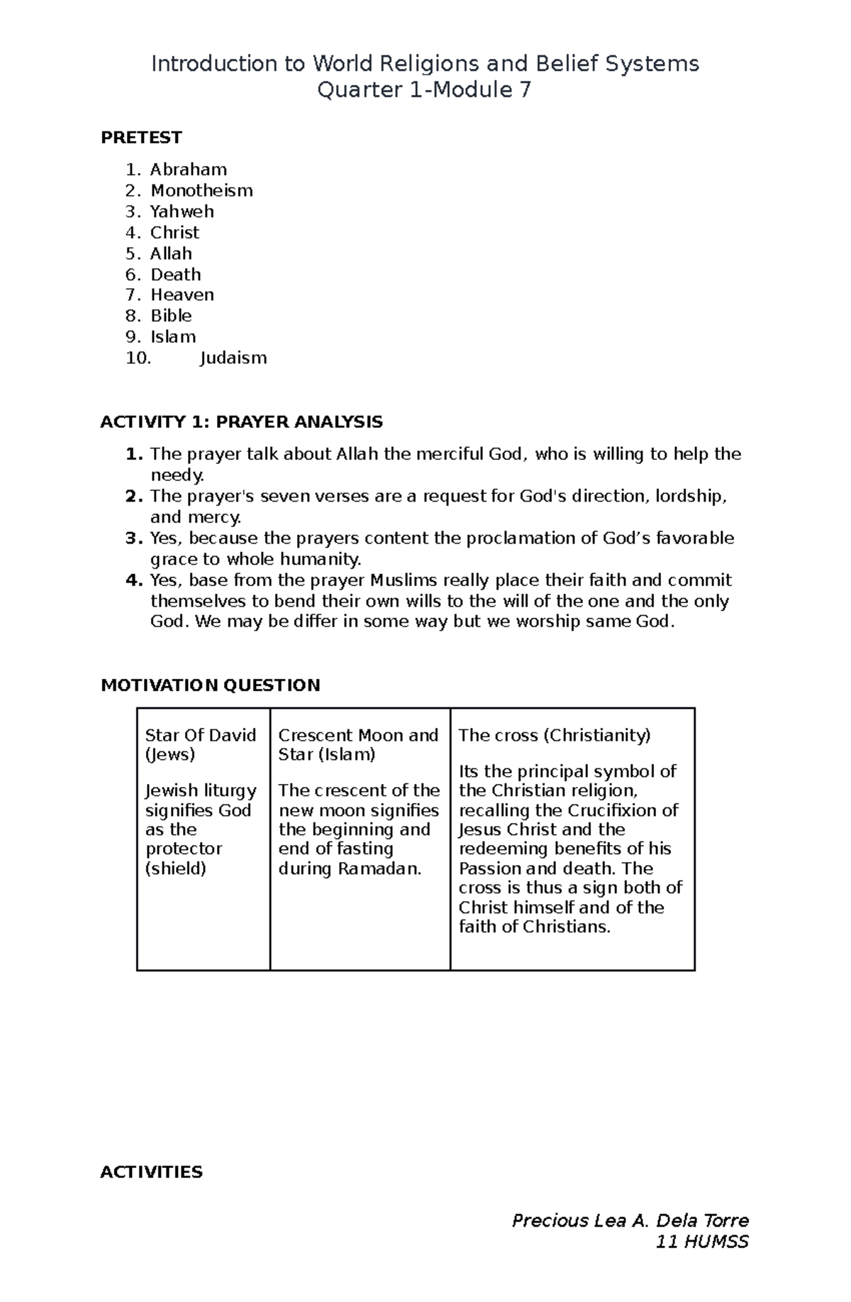 Religion 7 - Introduction to World Religions and Belief Systems Quarter ...