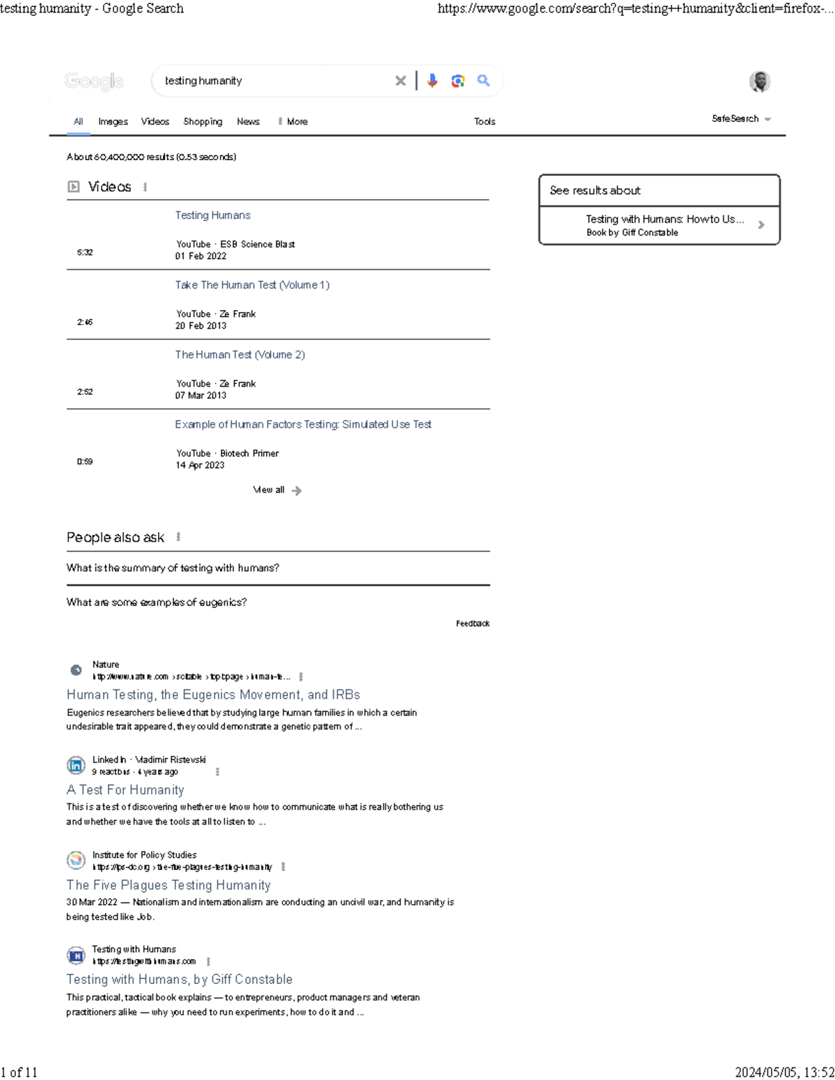 Testing humanity - SafeSearch About 60 400 000 results (0 seconds ...