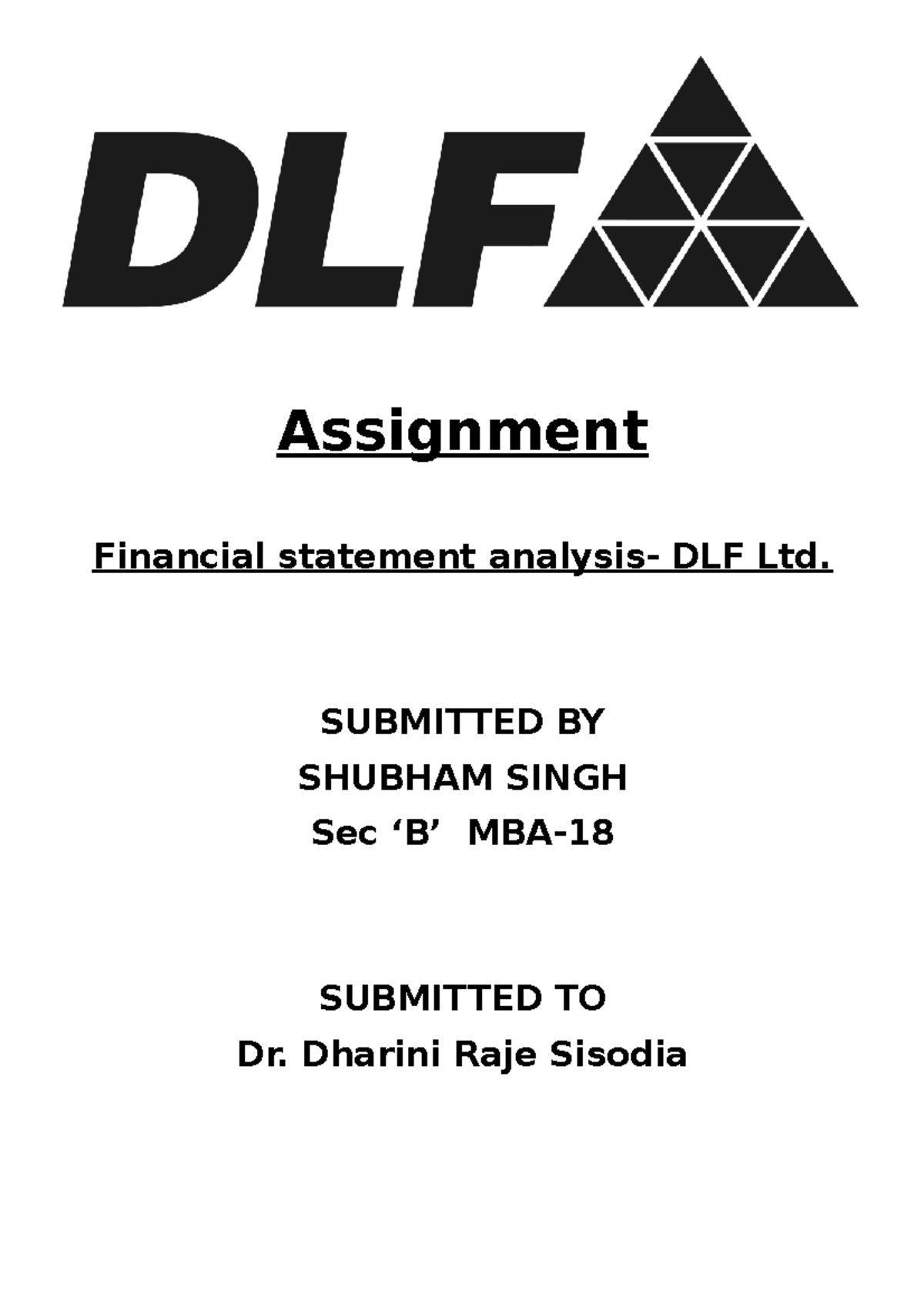 AFM - eedc - Assignment Financial statement analysis- DLF Ltd ...