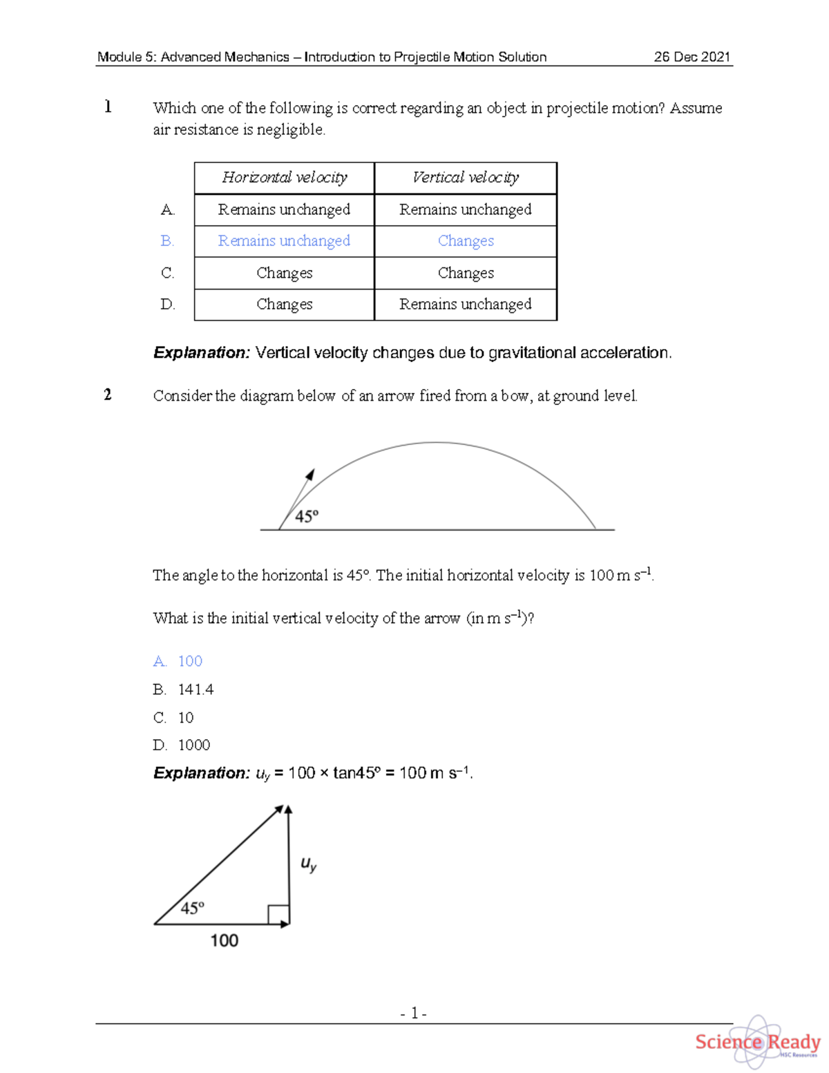 Module 5 Week 1 Homework – Introduction to Projectile Motion Solution ...
