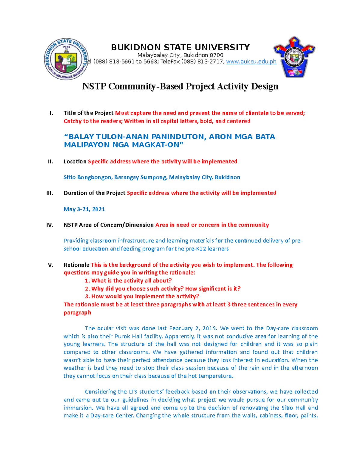 Activity-Design-Format - BUKIDNON STATE UNIVERSITY Malaybalay City ...