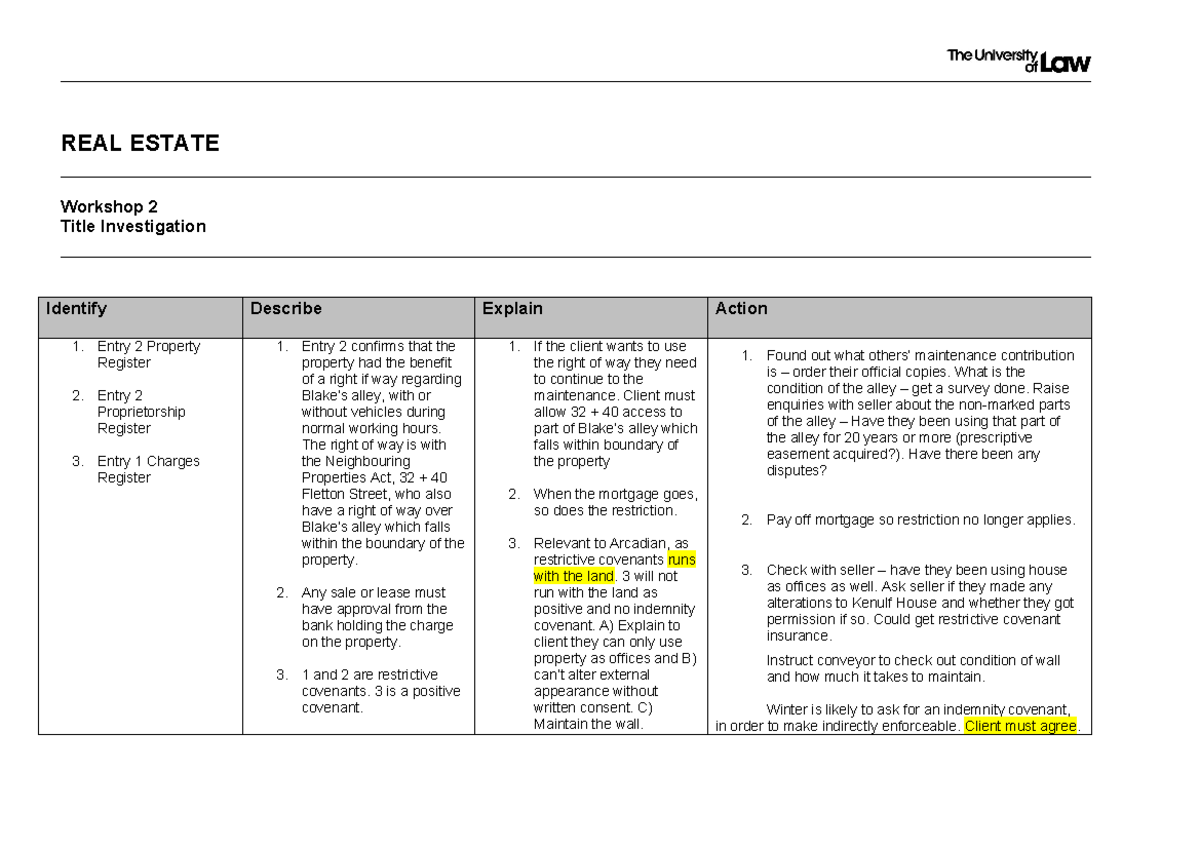 WS2 Title Grid - REAL ESTATE Workshop 2 Title Investigation Identify ...