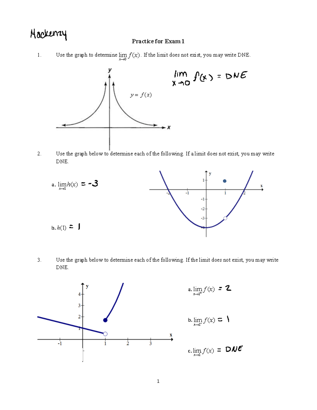 Practice+for+Exam+1 - Derivatives, Continuity, Limits - Practice for ...