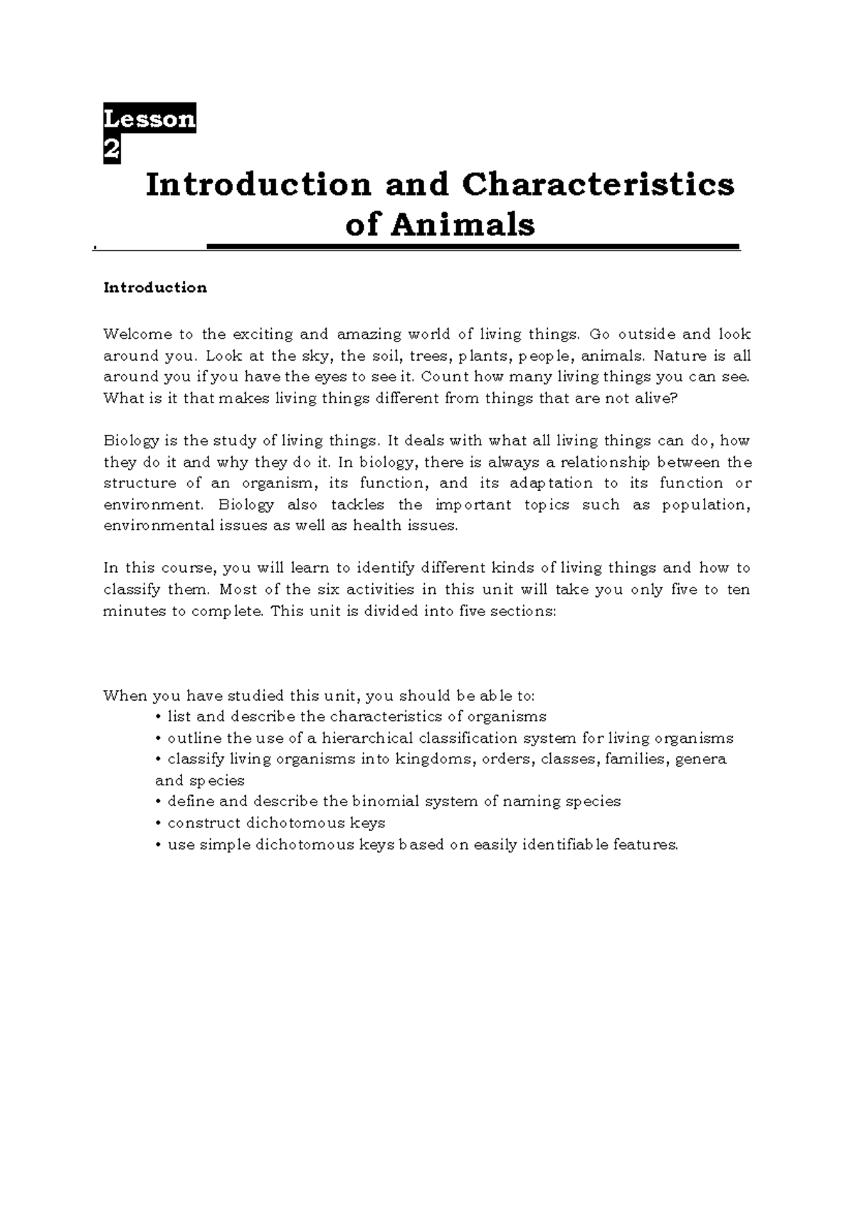 Gen Zoo Module 2 - Lecture notes 1 - Lesson 2 Introduction and ...