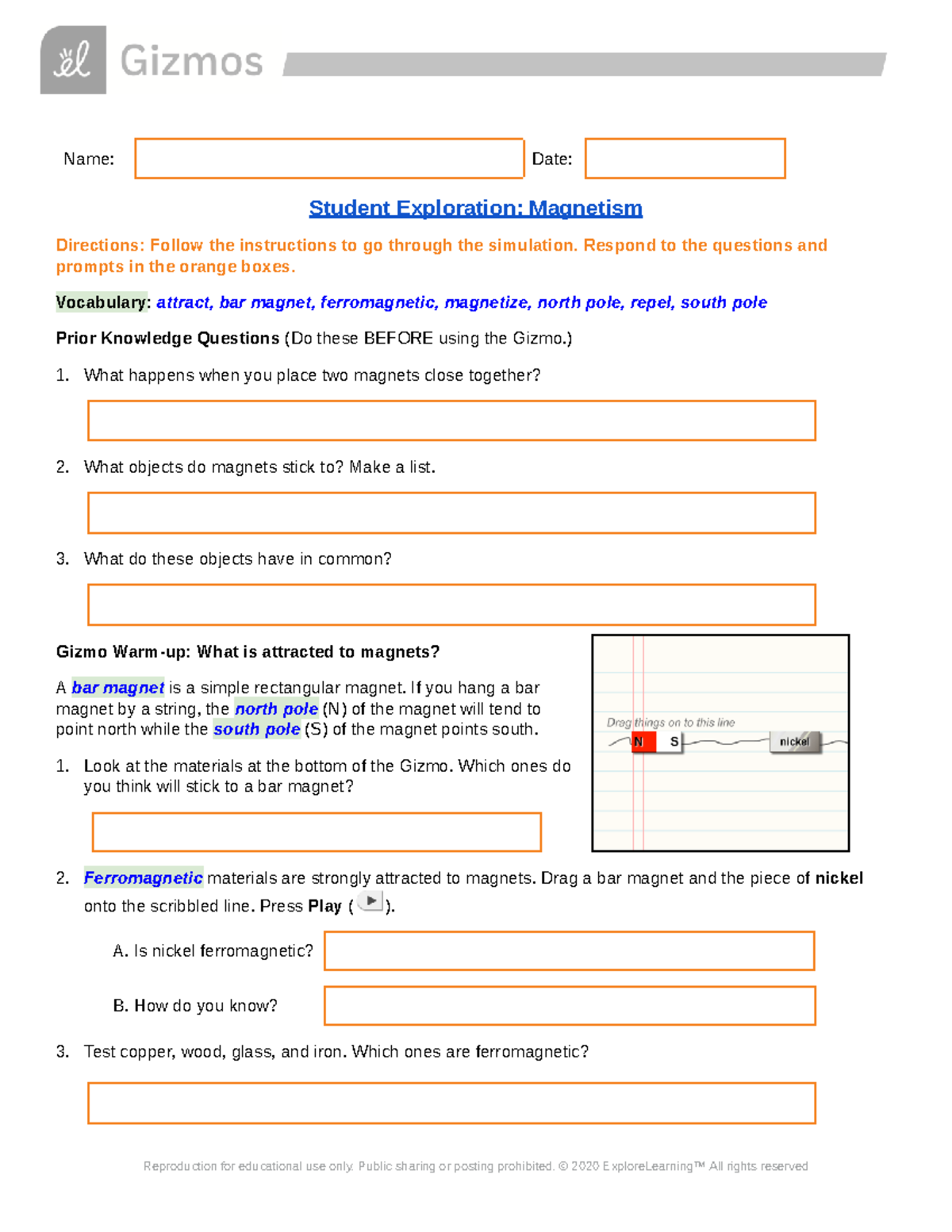 15 Magnetism SE - Google Docs - Name: Date: Student Exploration ...
