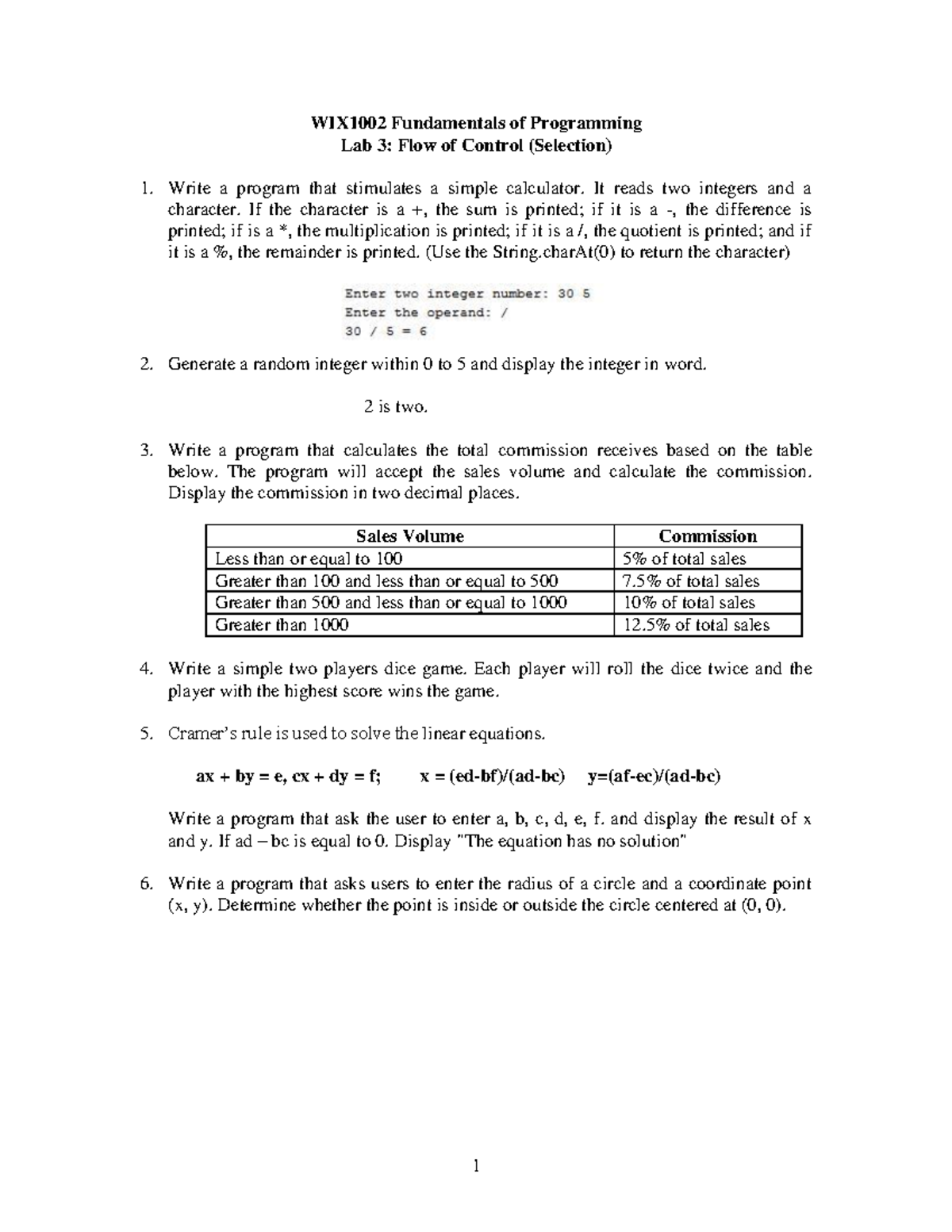 L-1002-03 - Lab - 1 WIX1002 Fundamentals of Programming Lab 3: Flow of ...