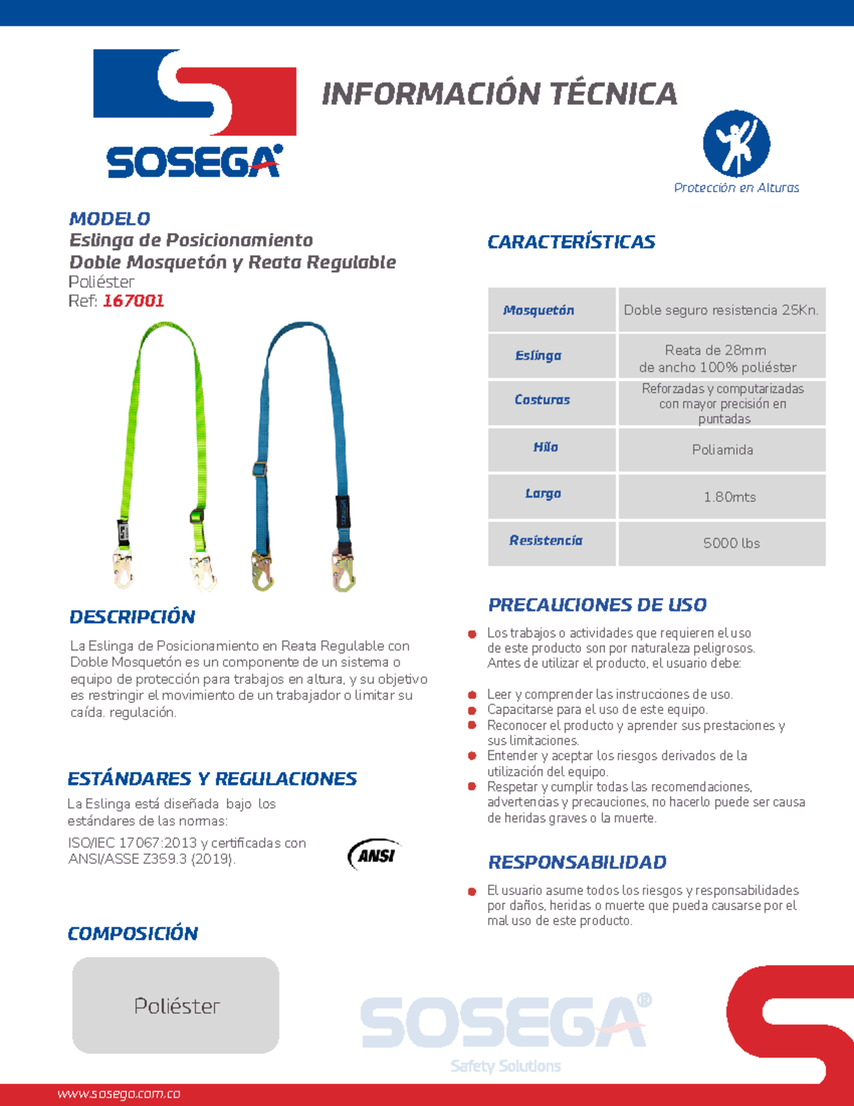 Eslinga DE Pocisionamiento Sosega - COMPOSICIÓN Poliéster INFORMACIÓN ...