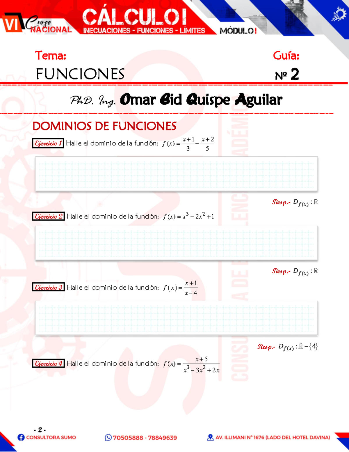 Funciones Práctica 2 - PRACTICA ING OMAR - Tema: GuÌa: FUNCIONES N∫ 2 ...