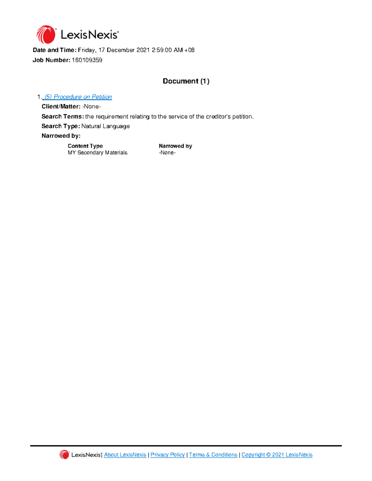 (5) Procedure on Petition - | About LexisNexis | Privacy Policy | Terms ...