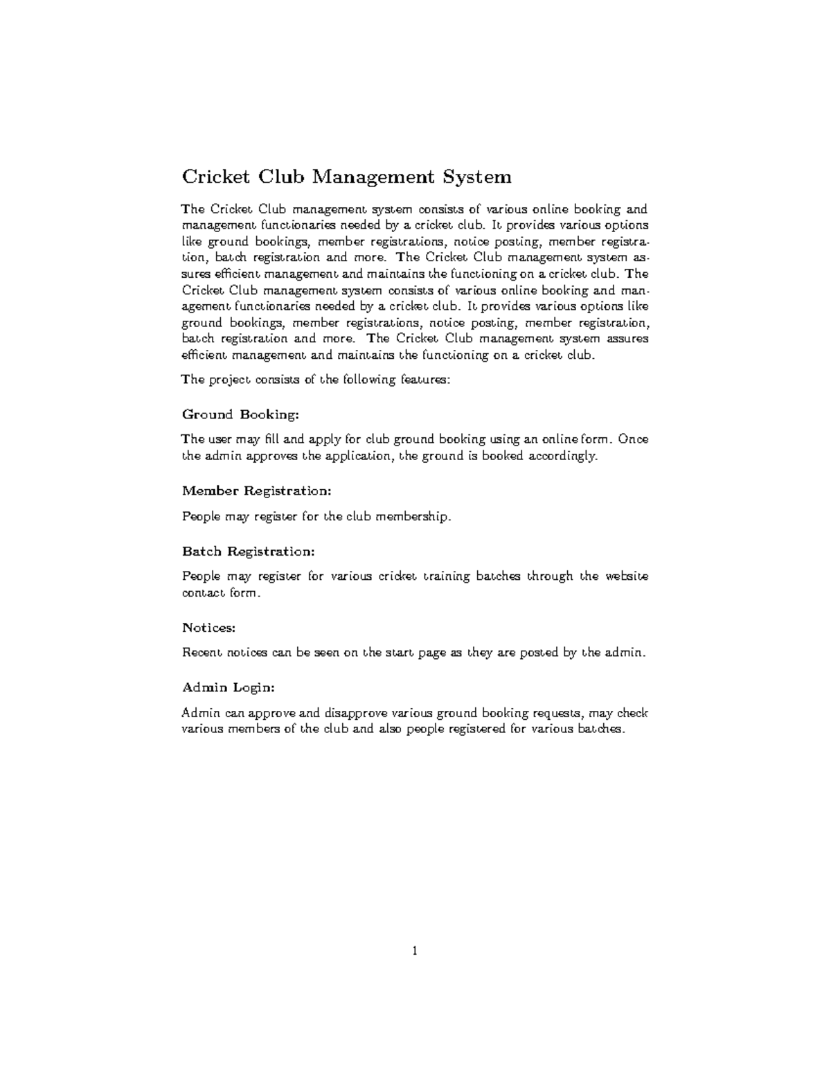 Readme - i want it to make a black bookof project - Cricket Club ...