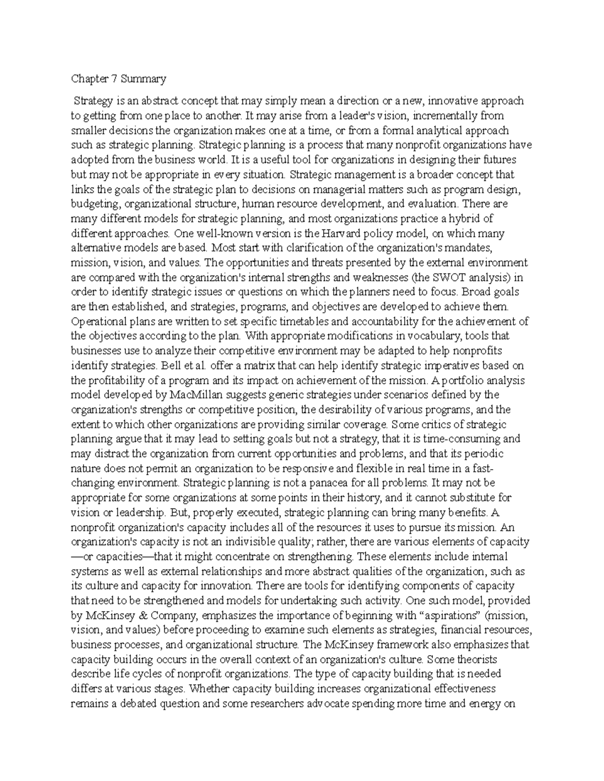 Chapter 7 Summary - Class of 2020, Kenyatta university - Chapter 7 ...