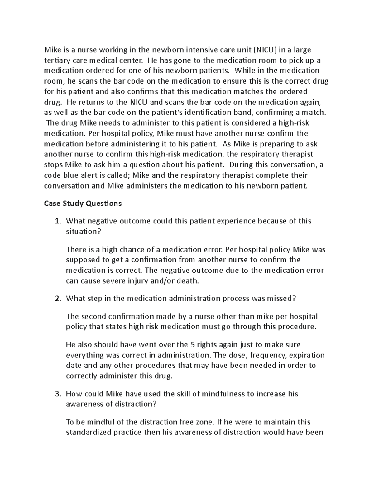 Ch. 12 case study - n/a - Mike is a nurse working in the newborn ...