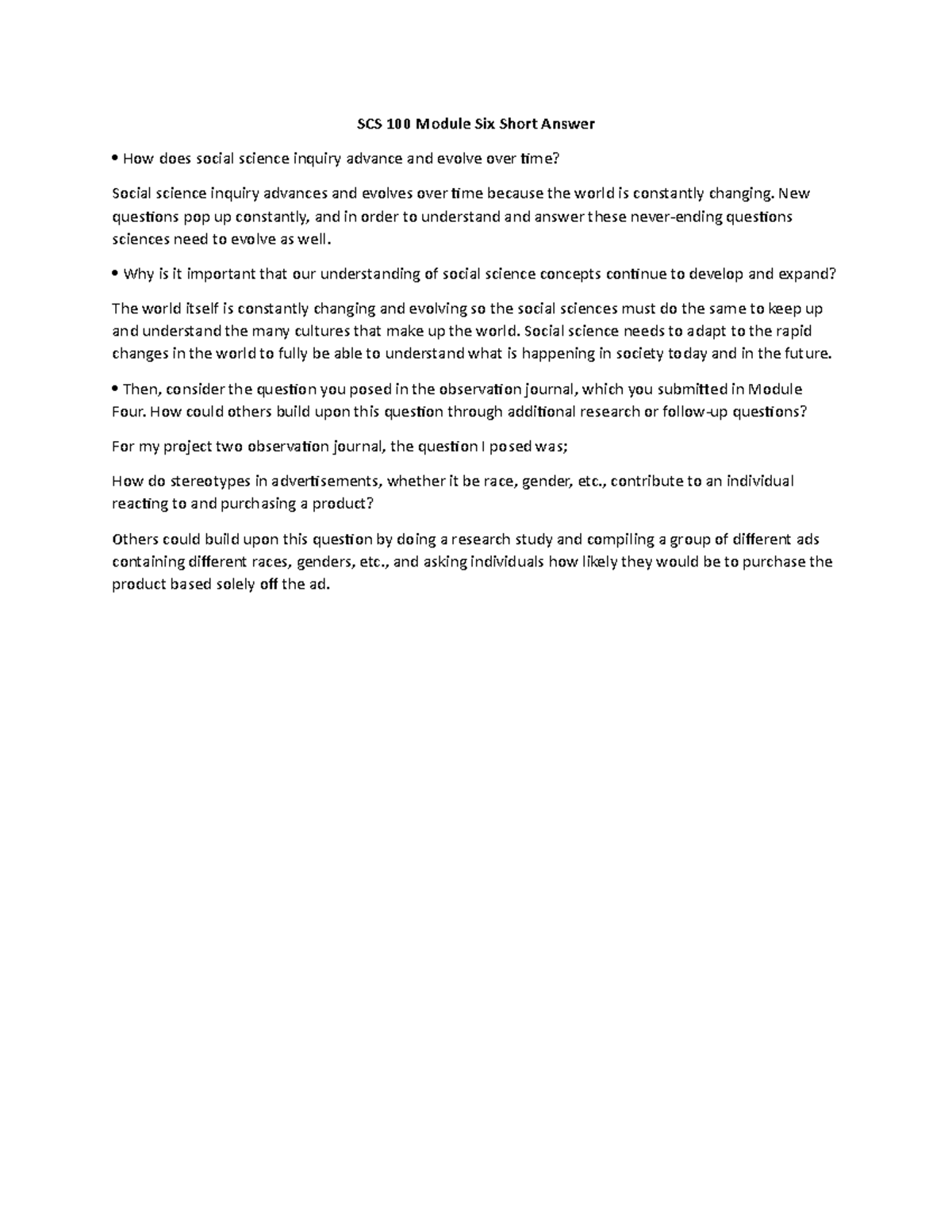 Scs 100 module six short answer - SCS 100 Module Six Short Answer How ...