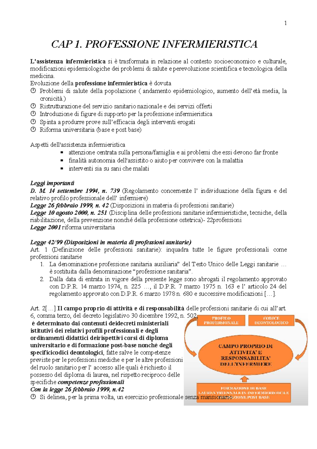 Riassunto trattato cure infermieristiche - CAP 1. PROFESSIONE ...