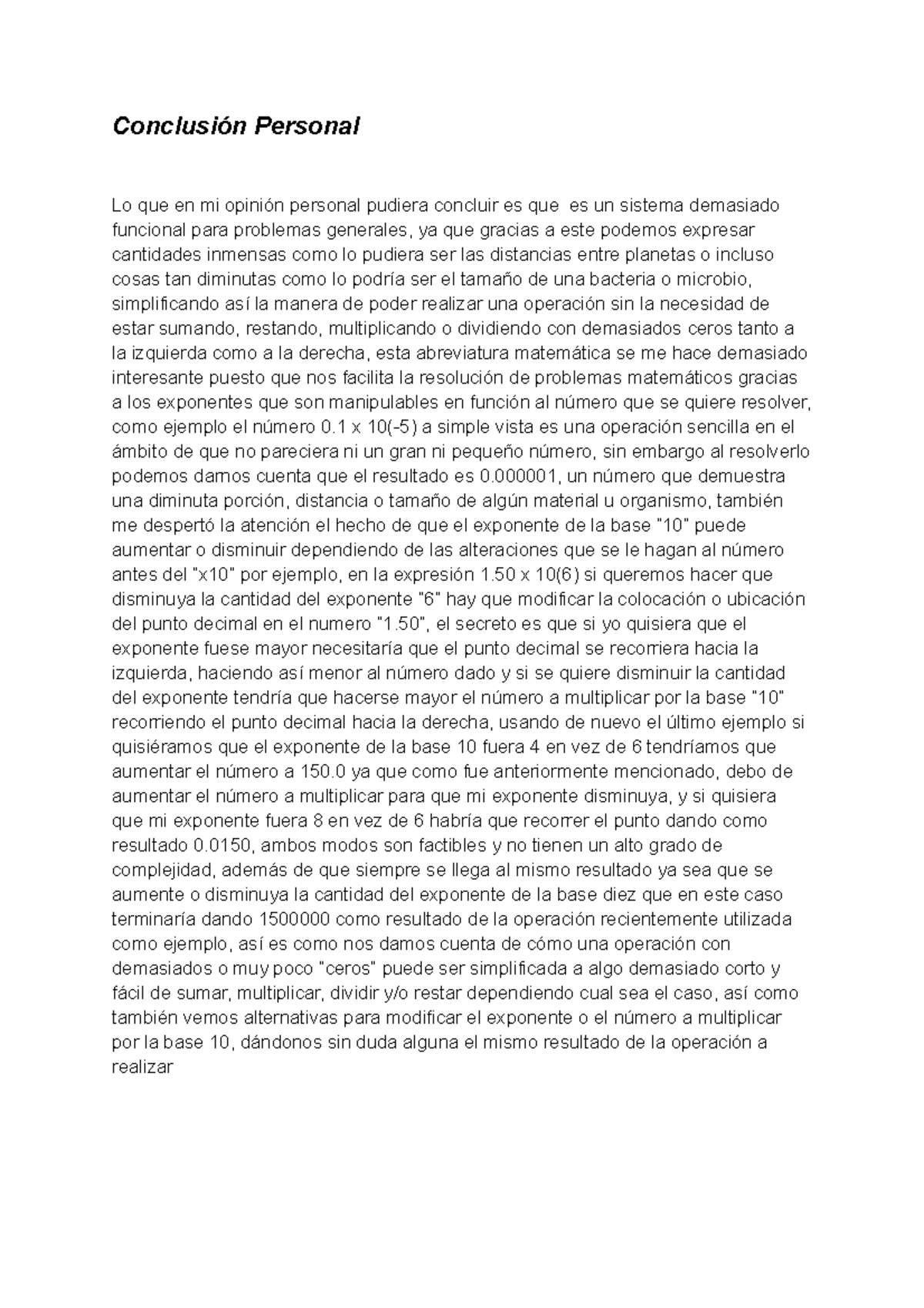 Conclusión Personal - ewrfegt rvtdgby - Conclusión Personal Lo que en ...