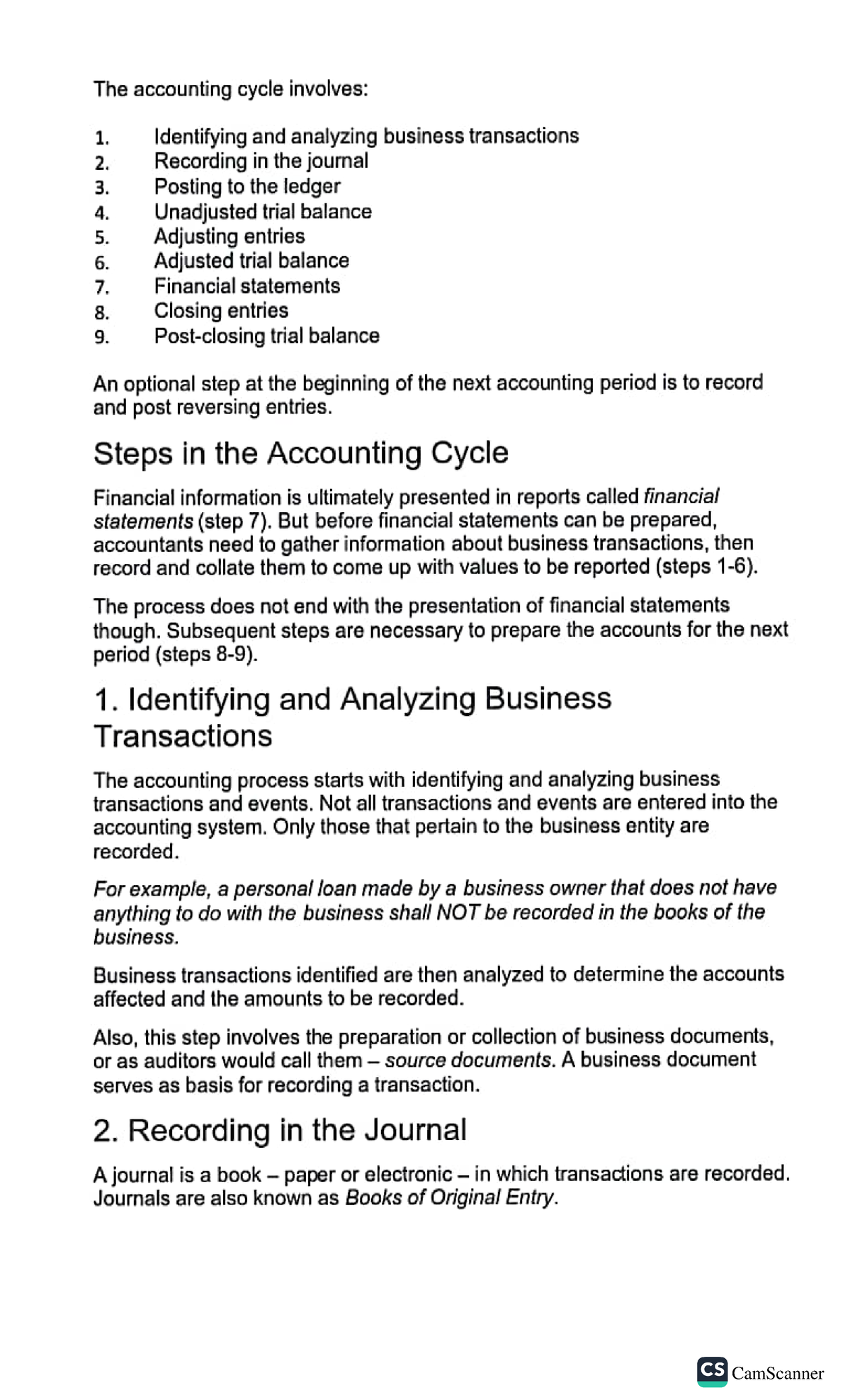 Acctg Cycle - Financial Accounting and Reporting - CamScanner CamScanner - Studocu