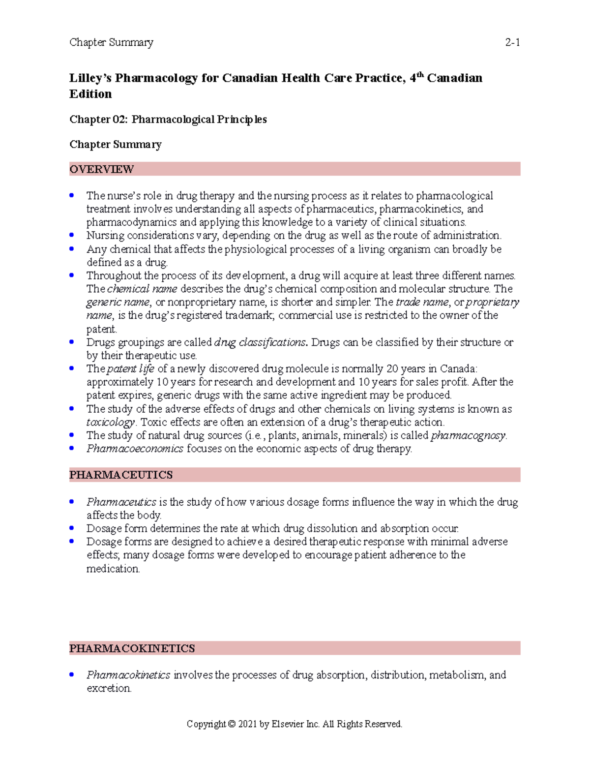 Chapter 002 - Lilley’s Pharmacology for Canadian Health Care Practice ...