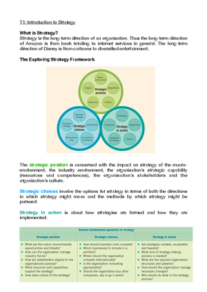 Notes - NOTES Lecture 1- Introduction to Strategy Strategy is the long ...