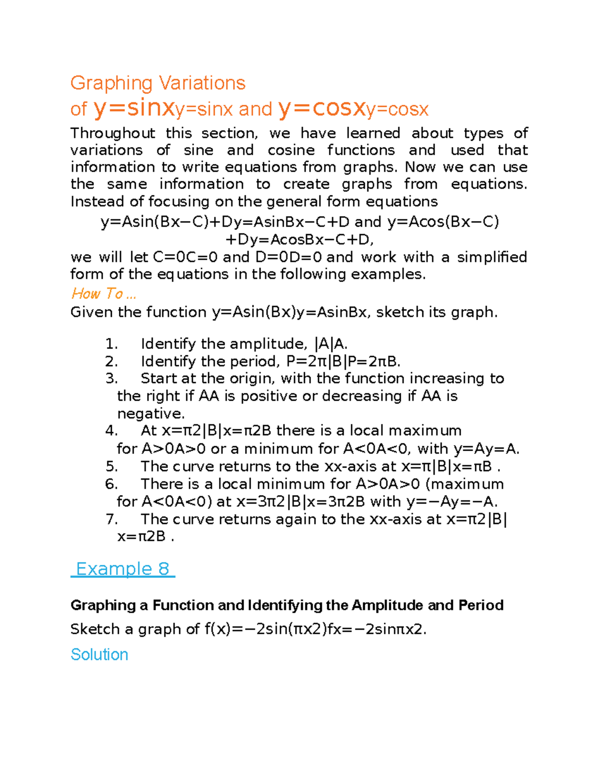 5-1 Reading and Participation Activities Graphs of the Sine and Cosine ...