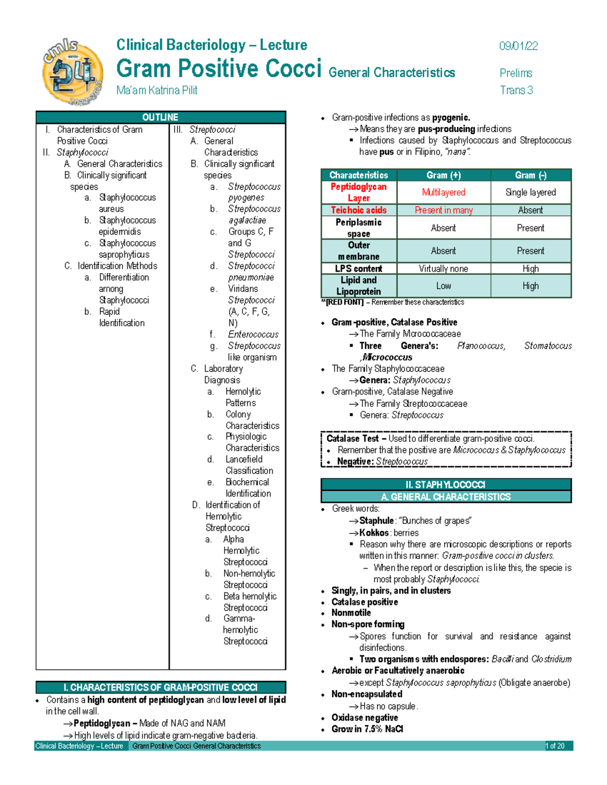 2. Gram Positive Cocci General Characteristics - Characteristics of ...