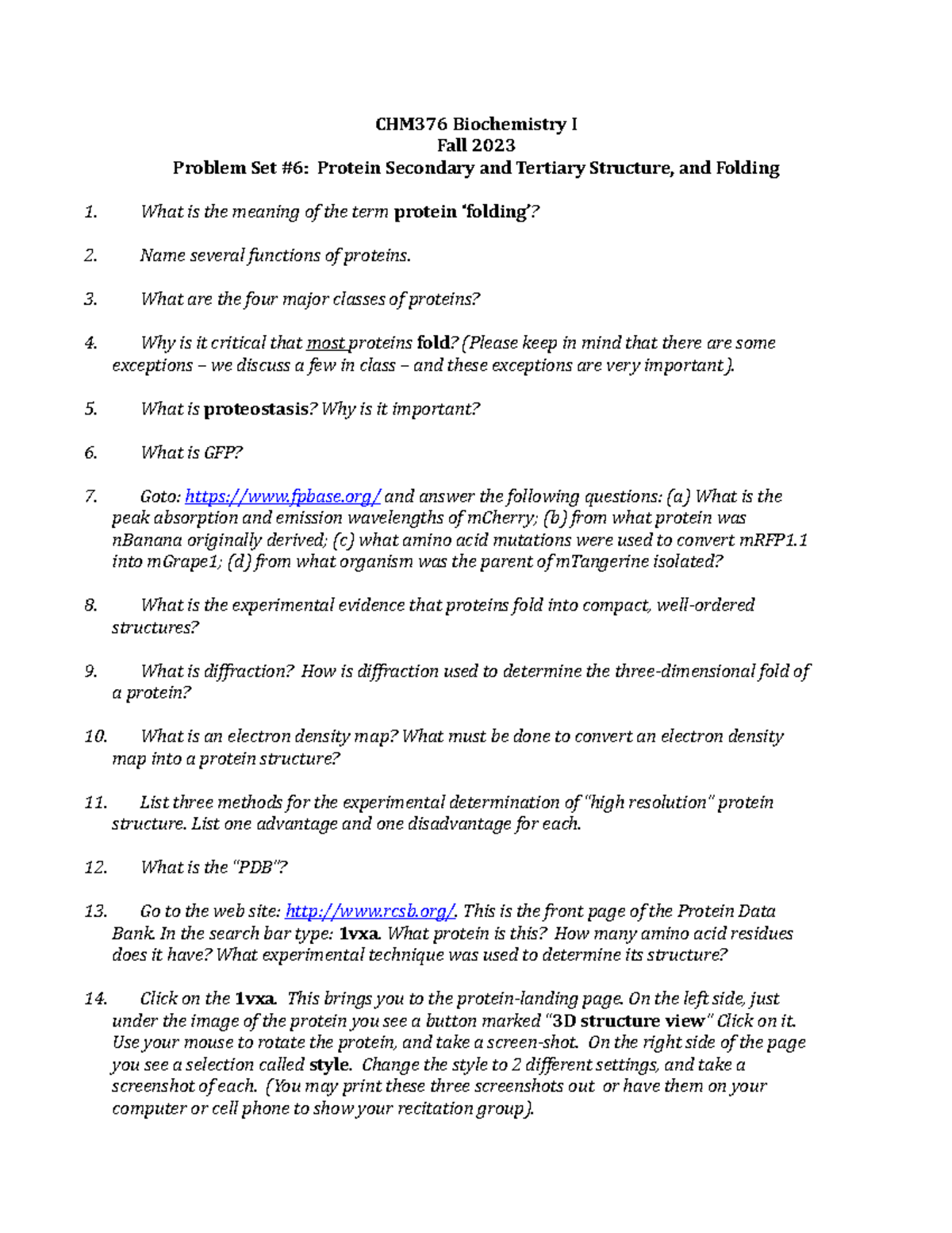 CHM376 Fa23 PS6 - practice sheet for exam practice - CHM376 ...