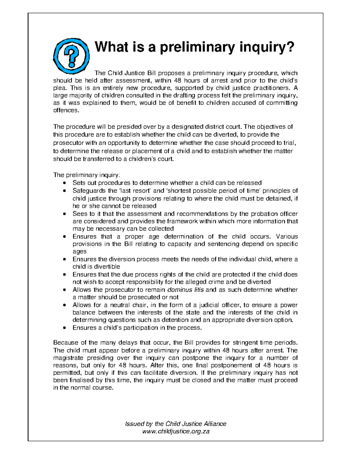 Preliminary inquiry fact sheet for statements - Issued by the Child ...