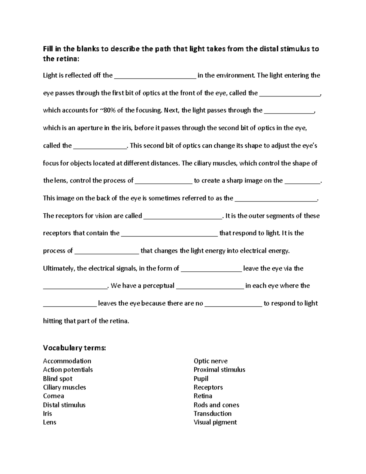 012423 Ch2 fill in - practice questions vision - Fill in the blanks to ...
