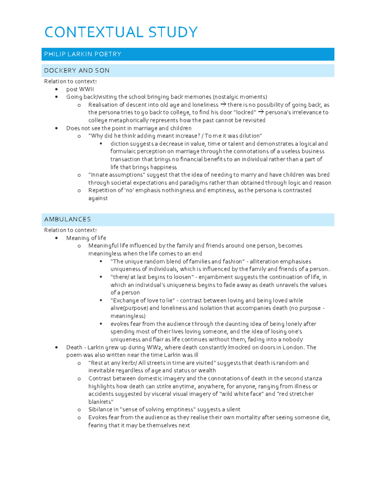 Prelim English - Contextual Study - PHILIP LARKIN POETRY DOCKERY AND ...