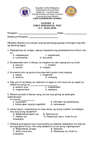 HGP G1 Q3 W3 - hjjj - I. General Overview Catch-up Subject: HGP Grade ...