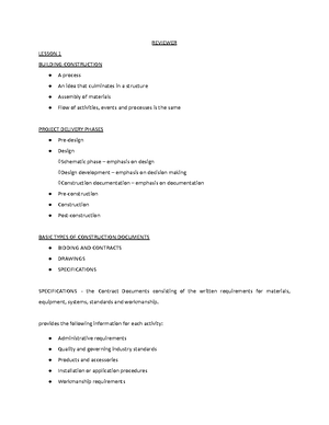 16 Divisions OF Specifications - Building Technology 5 - Studocu