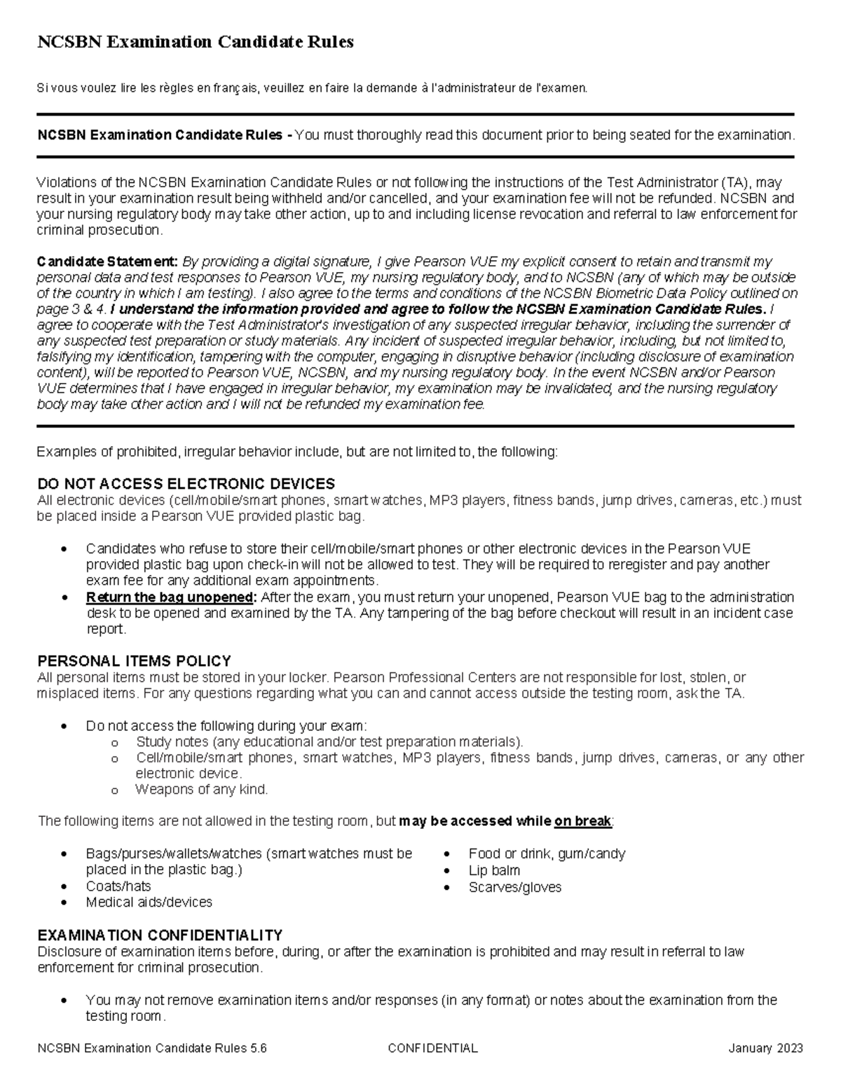 Ncsbn Examination Candidate Rules - NCSBN Examination Candidate Rules ...