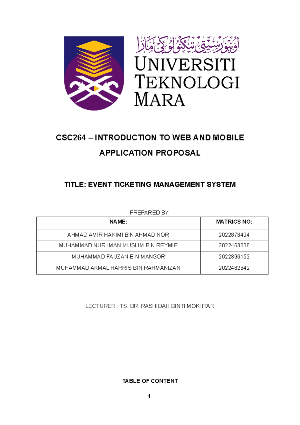 Introduction of Web Development CSC264 Group Project Web Development ...